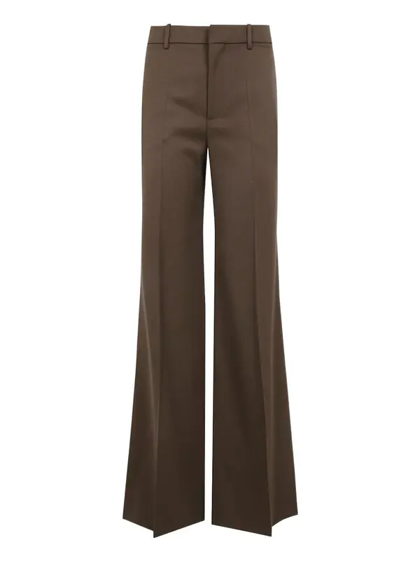 Chloé Flared Wool Trousers - Brown