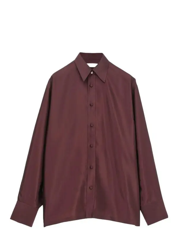 Carven Drop Sleeve Shirt In Silk Drap - Pinot