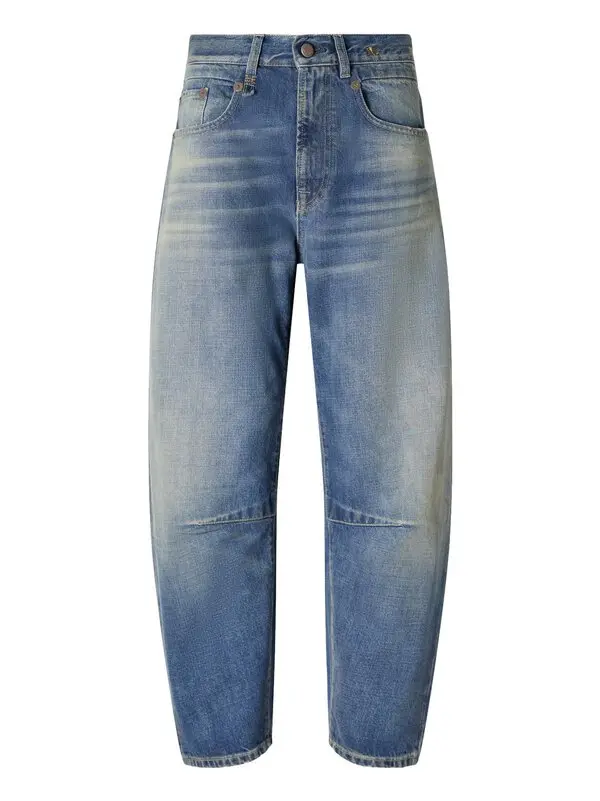R13 Articulated Knee X-bf Sculpted Mid-rise Barrel-leg Jeans - Blue