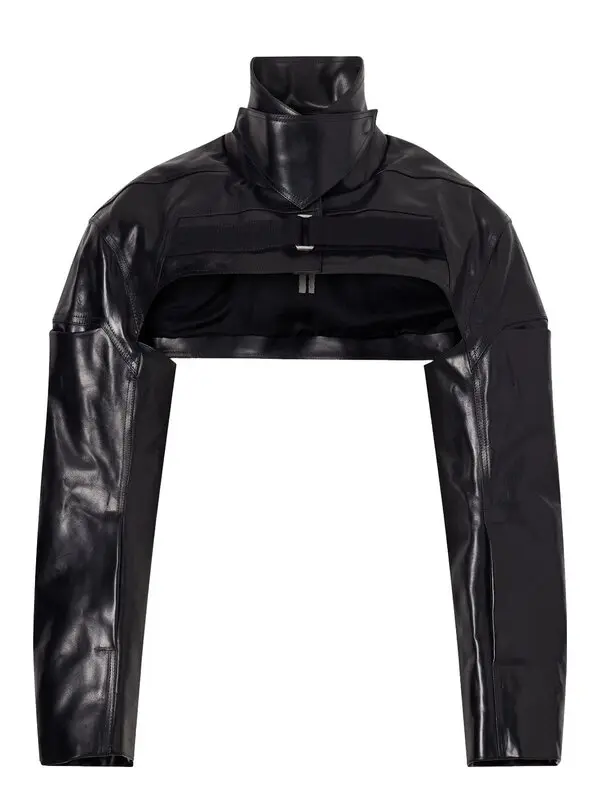 Rick Owens Funnel-neck Paneled Leather Bolero - Black