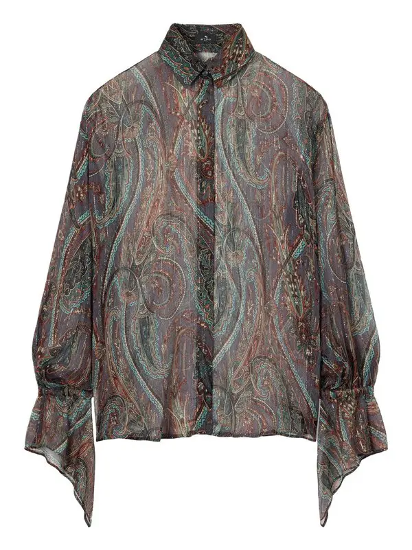 Etro Ruffled Paisley-print Silk-blend Chiffon Blouse - Multi