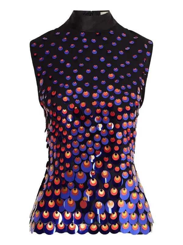 Christopher John Rogers Sequin-embellished Silk-crepon Turtleneck Top - Multi