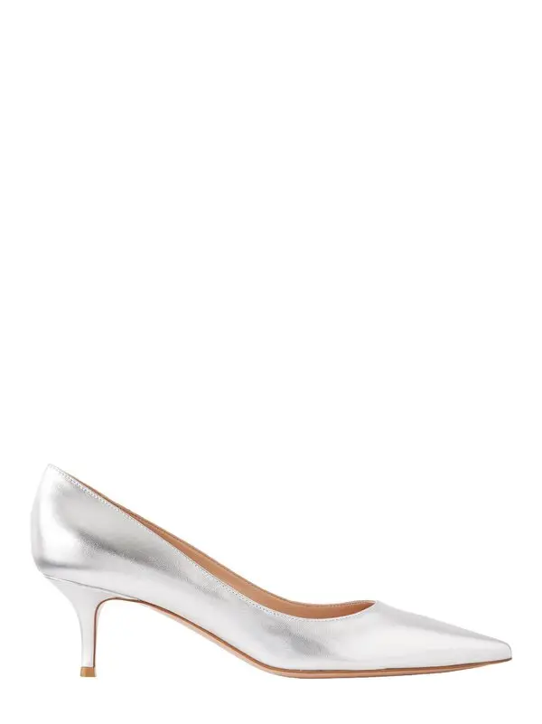 GIANVITO ROSSI 55 Metallic Leather Pumps - Silver