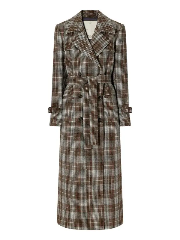 Giuliva Heritage The Camilla Double-breasted Belted Checked Wool-houndstooth Trench Coat - Multi