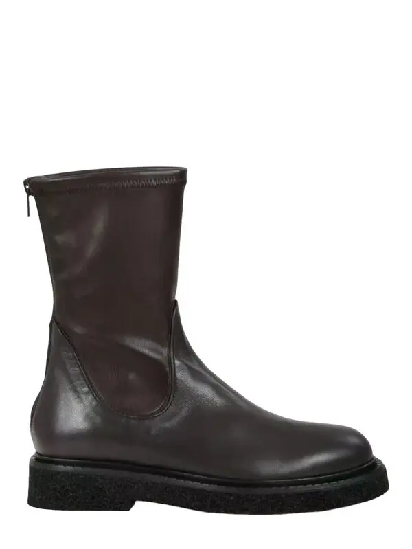 GUGLIELMO ROTTA Rear Zip-fastening Leather Ankle Boots - Brown