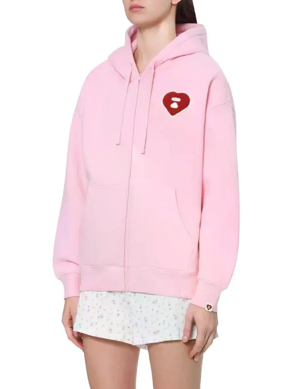 AAPE BY *A BATHING APE Heart Logo-patch Zip-up Hoodie - Pink
