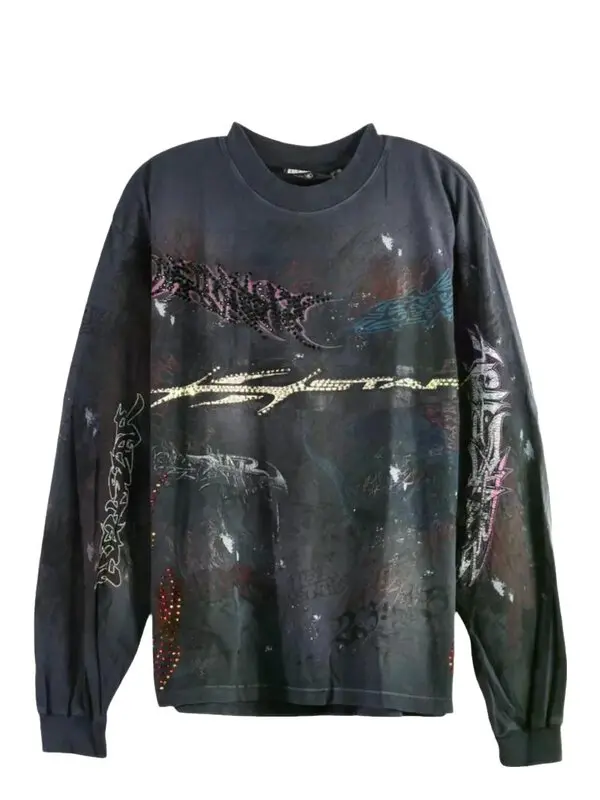 HELLSTAR Crystal-embellished Long-sleeve T-shirt - Black