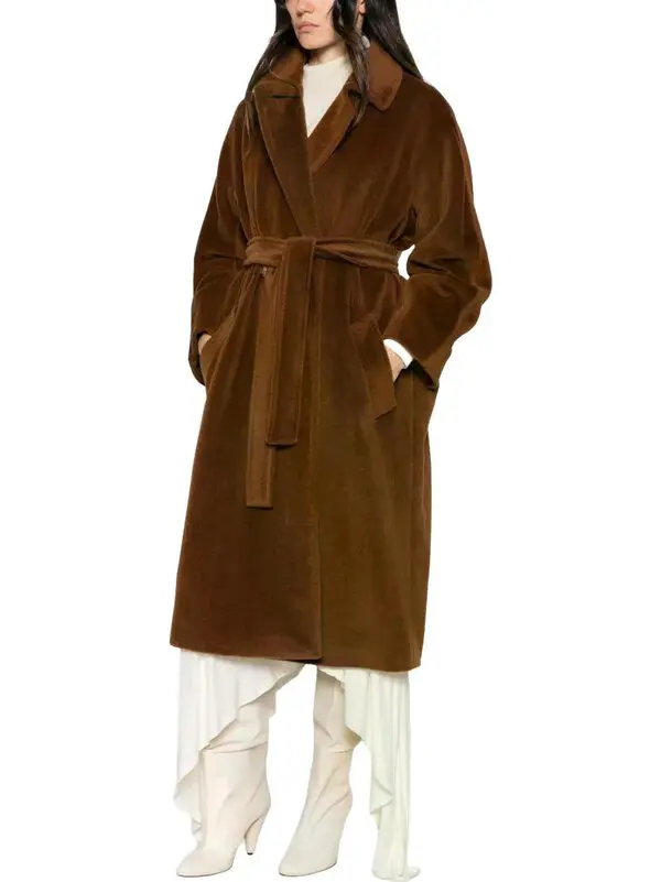 Marella Belted Virgin-wool Coat - Brown