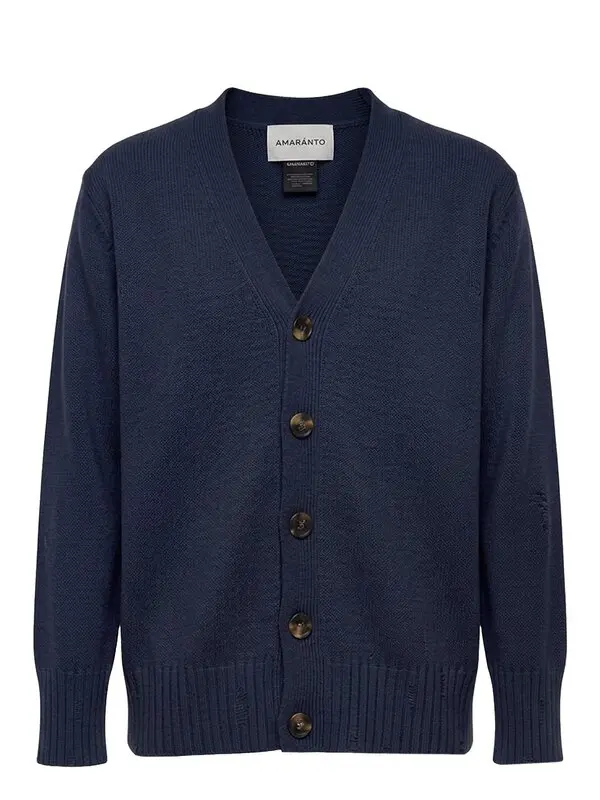 AMARANTO Wool And Cashmere Blend Cardigan - Blue