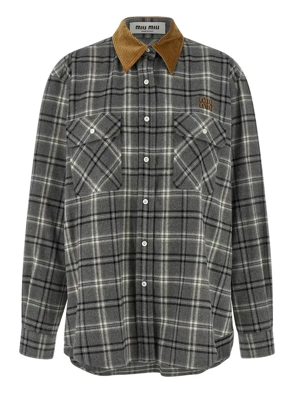Miu Miu Check Shirt - Gray