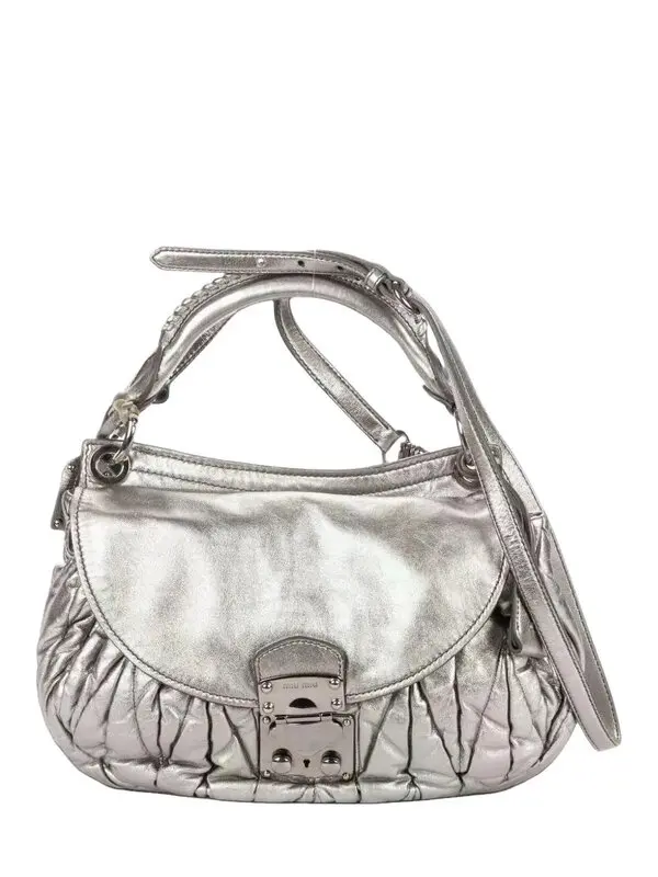 Miu Miu Matelassé Leather Shoulder Bag - Silver