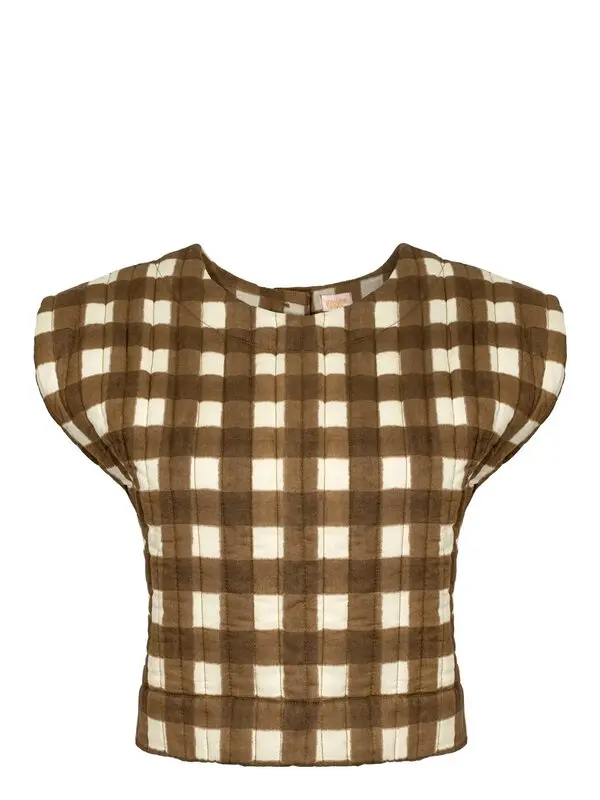 SUNSHINE TIENDA Painted Gingham Quilted Greta Top - Green