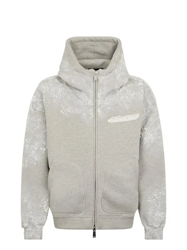 Dsquared2 Frosted Zipped Melange Hoodie - Grey