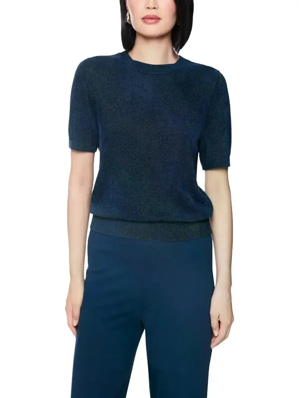 MARCCAIN Short-sleeved Metallic-thread T-shirt - Blue