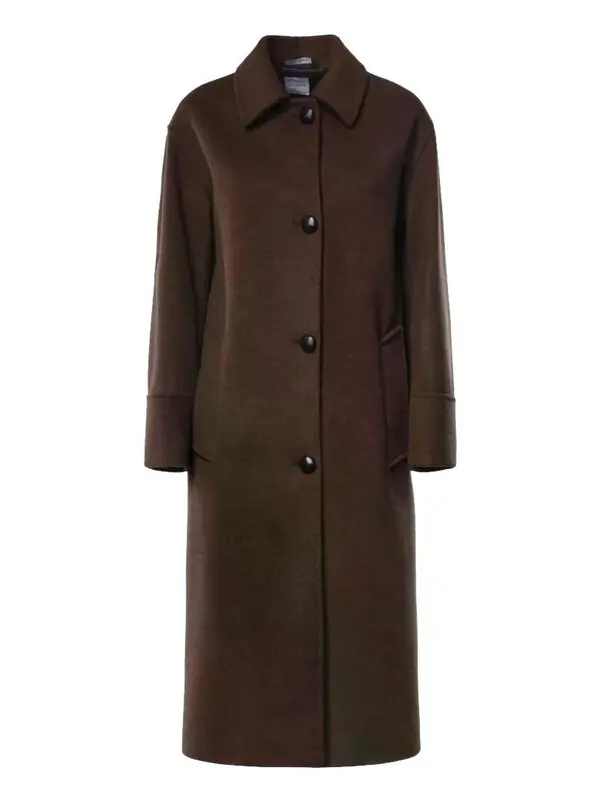 ALISHEVA Button-up Collared Coat - Brown