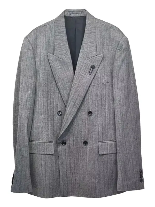 LARDINI Double-breasted Wool Blazer - Grey