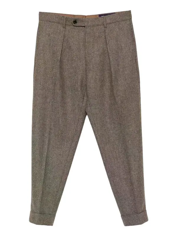 BERWICH Chiaia Herringbone Pleated Trousers - Neutrals