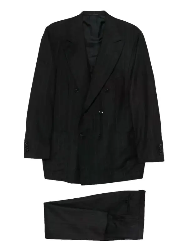 Kiton Pinstripe Double-breasted Suit - Blue