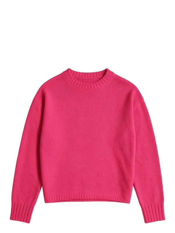 BRODIE CASHMERE Cable Sleeve Crew Bright Cherry - Red