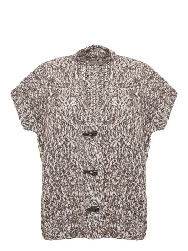 D.exterior Chunky Buttoned Knit Gilet - Gray