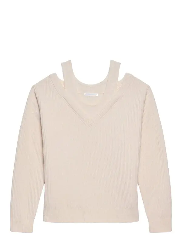 Helmut Lang Double-layer V-neck Sweater - Ivory