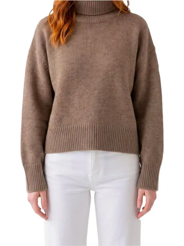 Loulou De Saison Jonah Cropped Turtleneck Sweater - Hazelnut
