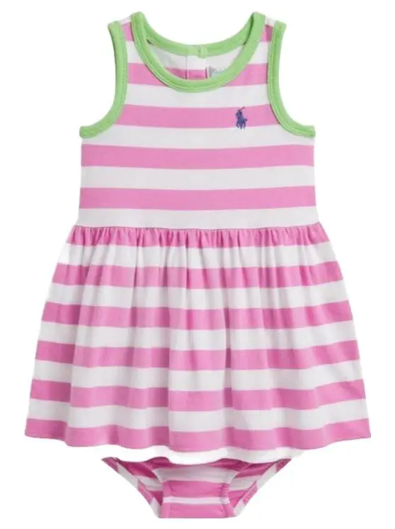 Ralph Lauren Striped Dress And Bloomer - Pink
