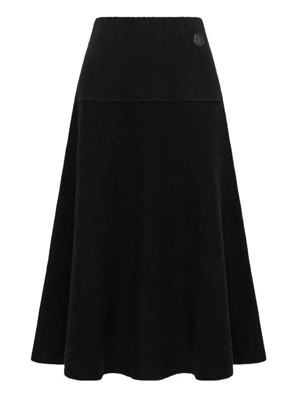 Moncler Bouclé Wool Blend Midi Skirt - Black