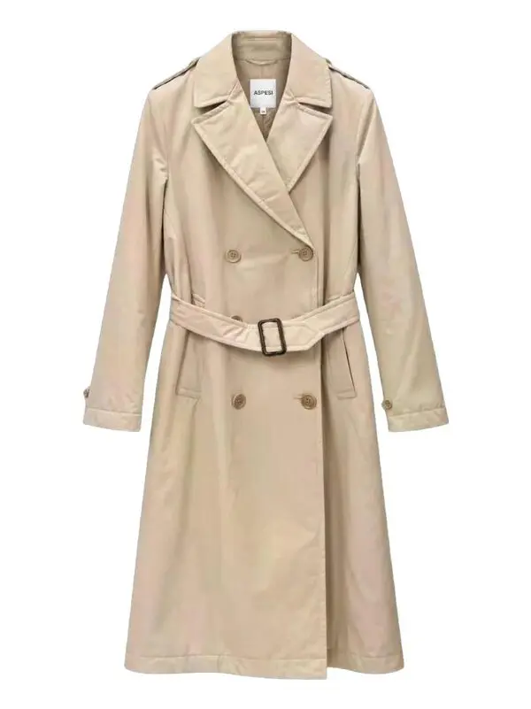 Aspesi Double-breasted Belted Trench Coat - Neutrals