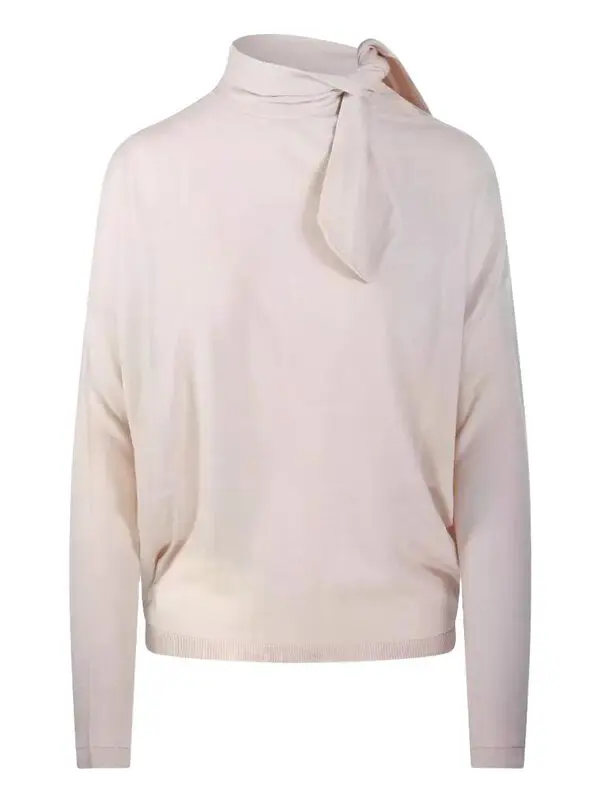 NUDE Tie-neck Batwing-sleeve Sweater - Neutrals