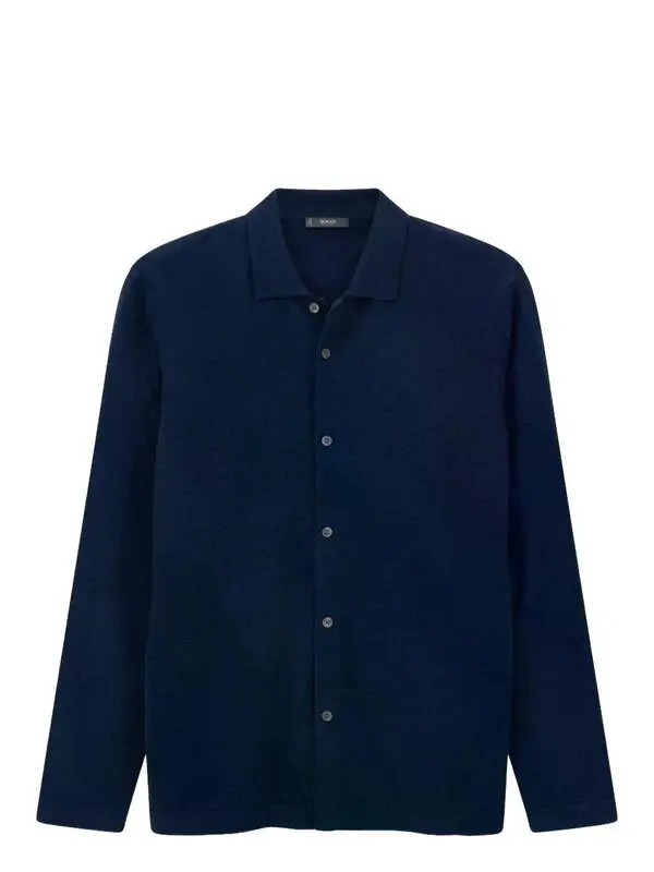 Boggi Milano Knitted Shirt In Wool Cashmere - Blue