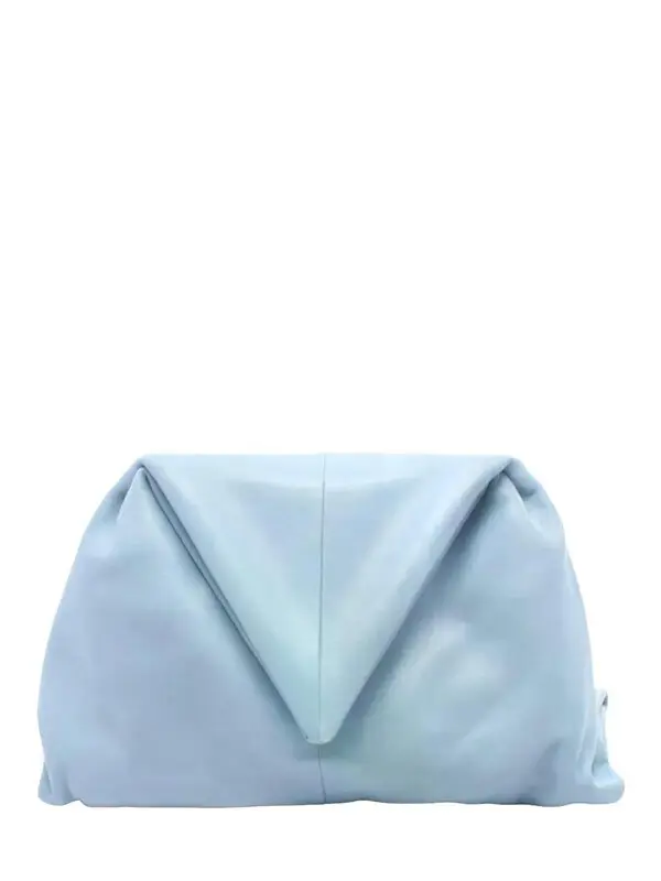 Bottega Veneta 2012-2026 Leather Bv Trine Angular Clutch Bag - Blue