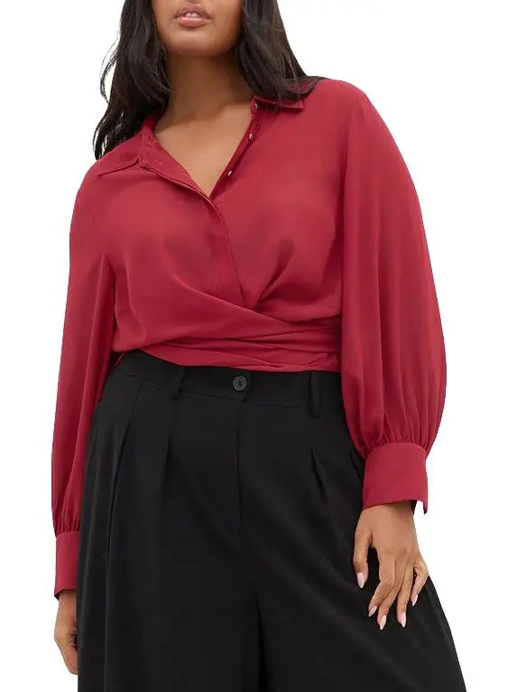 City Chic Jane Tie Hem Shirt - Sienna