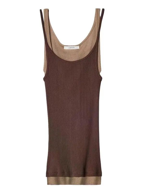 LEMAIRE Trompe-l'œil Tank Top In Silk And Viscose Blend - Brown