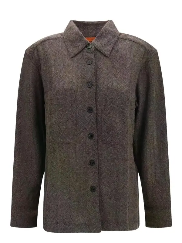 Missoni Cashmere-blend Shirt With Zig Zag Motif - Brown