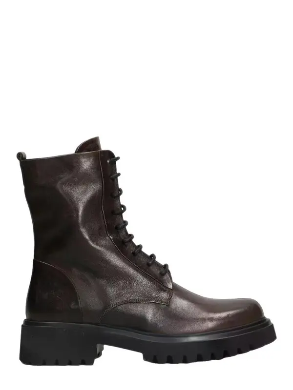 EVALUNA Lace-up Calf Leather Boots - Brown