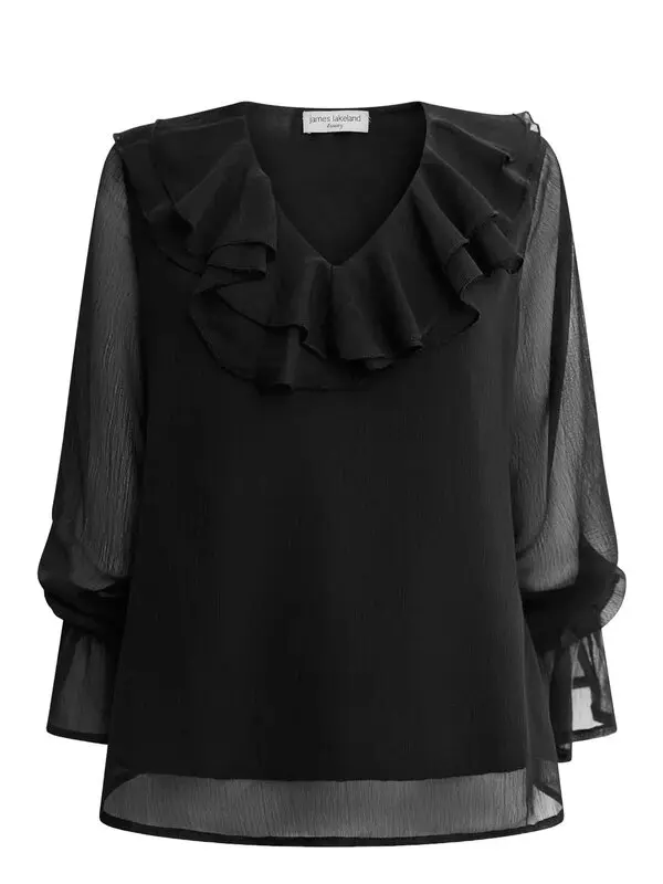 JAMES LAKELAND Ruffle Blouse - Black