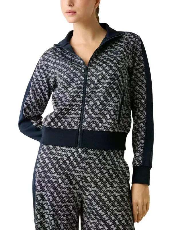 Guess Printed Logo Full-zip Sweater - Blue
