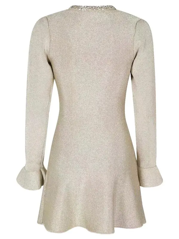 ALESSANDRO LEGORA Crystal-embellished Metallic-finish Mini Dress - Neutrals