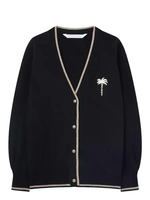 Palm Angels Palm Tree-embroidered Cardigan - Black
