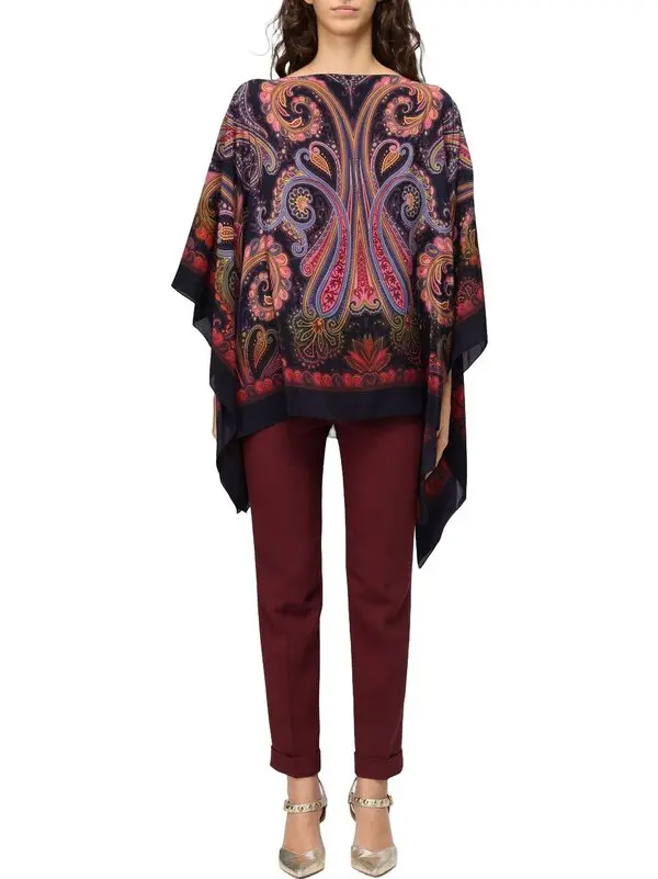 Etro Paisley Print Silk Blouse With Asymmetrical Hem - Multicolor
