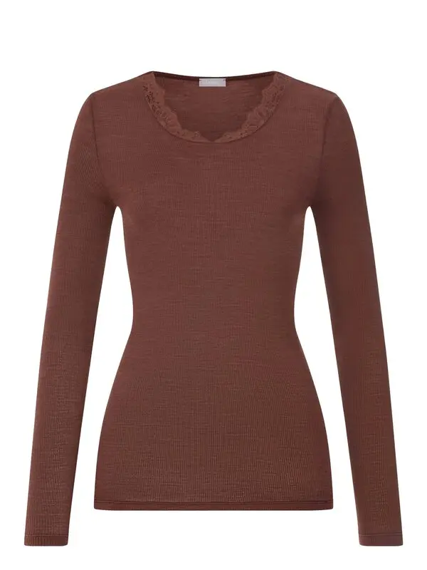 Hanro Wool-silk Long-sleeve T-shirt - Brown