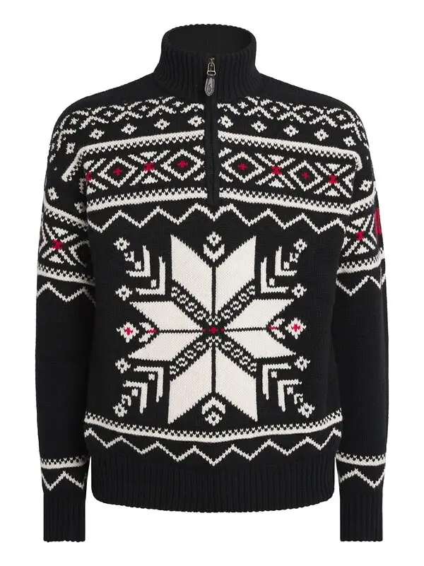 Polo Ralph Lauren Wool Snowflake Quarter-zip Sweater - Black