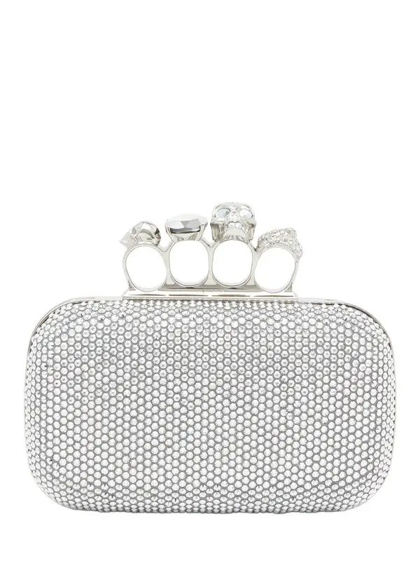 Alexander McQueen Crystal-embellished Knuckle Clutch Bag - Silver