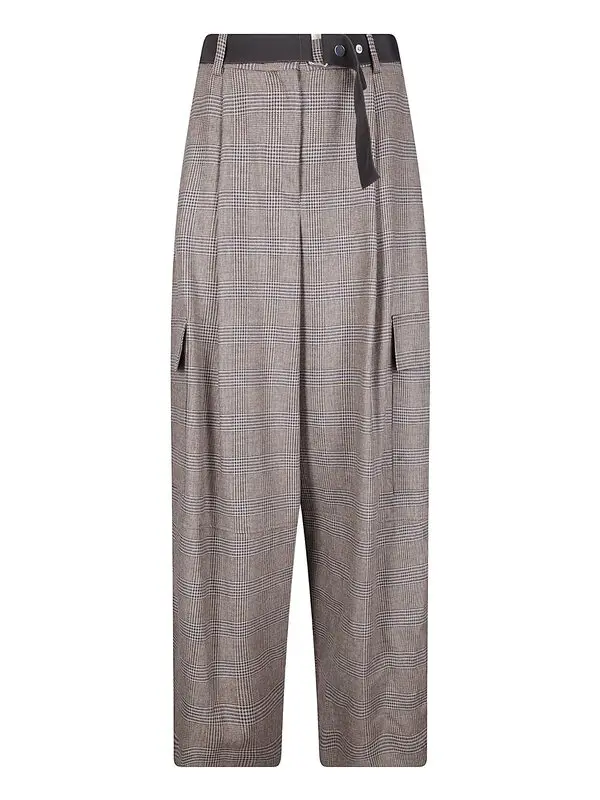 P.a.r.o.s.h Riley Checked Wide-leg Pants - Gray