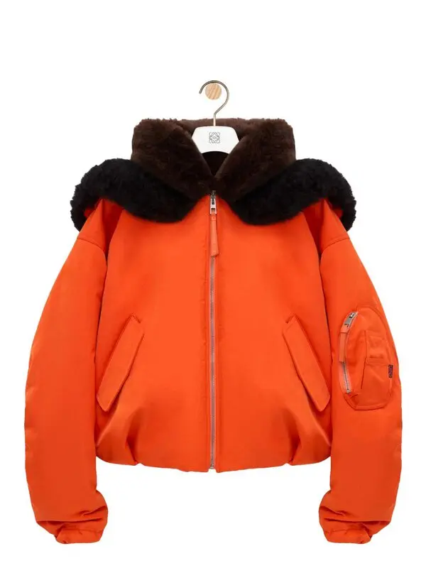 Loewe Bomber Jacket In Technical Shell - Orange