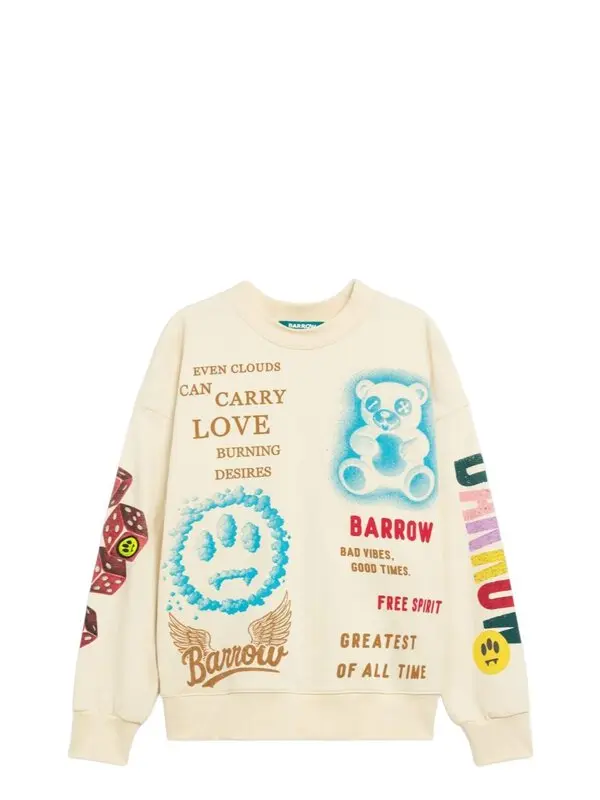 BARROW Pattern-printed Crewneck Sweatshirt - Coconut