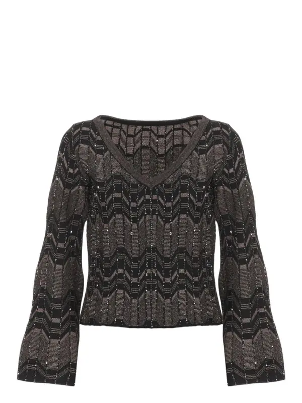 D.exterior Geometric Sequin Knitted Sweater - Multicolour