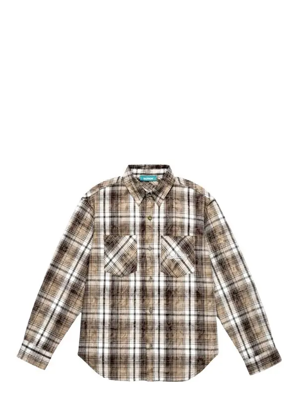 BARROW Check-print Logo-print Shirt - Multicolor