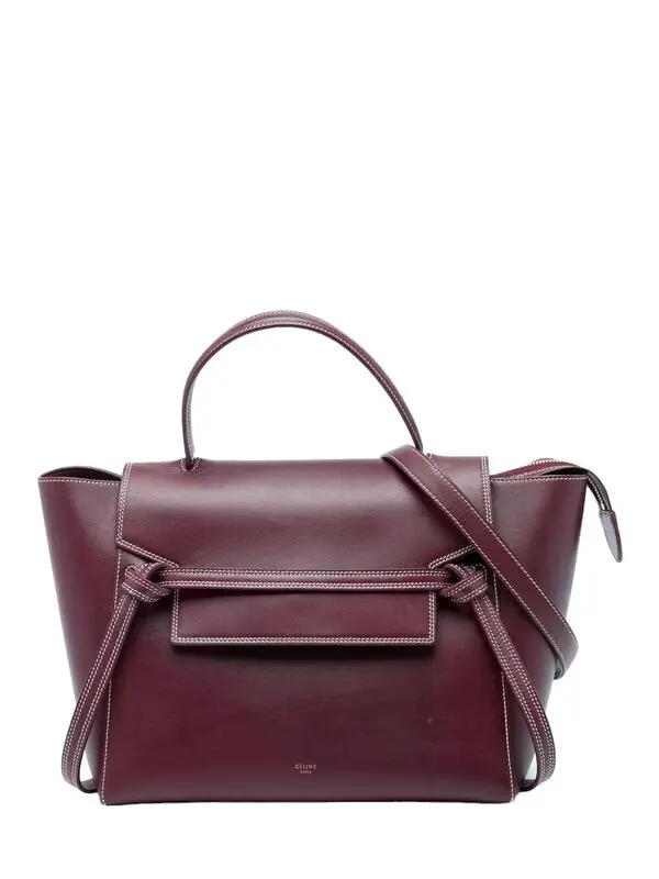 Celine 2016 Mini Smooth Calfskin Double Stitched Belt Bag Satchel - Red